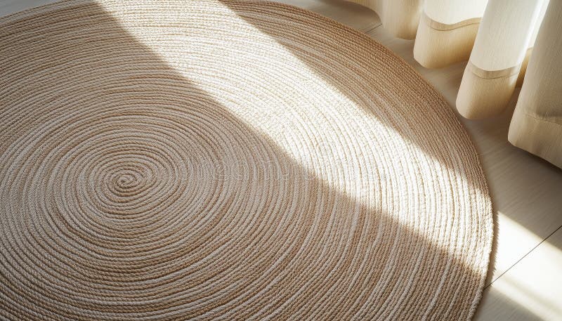Stylish Round Beige Carpets with Soft Texture and Unique Pattern on ...