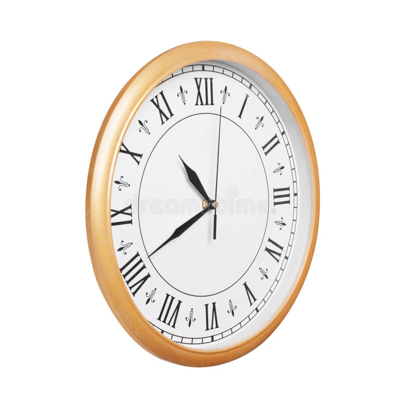 Stylish Round Clock Isolated on White. Interior Element Stock Image ...