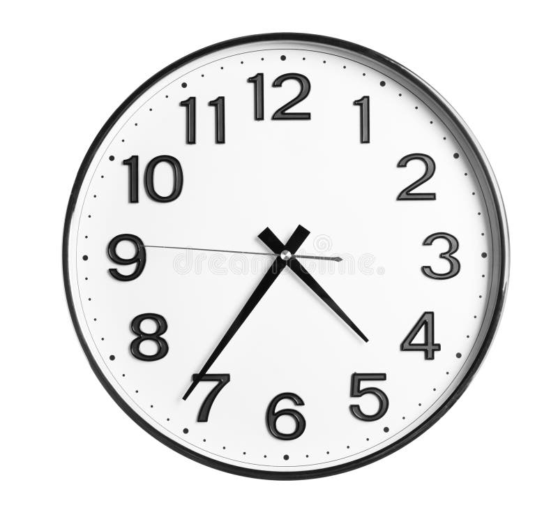 Stylish Round Clock Isolated on White. Interior Element Stock Image ...