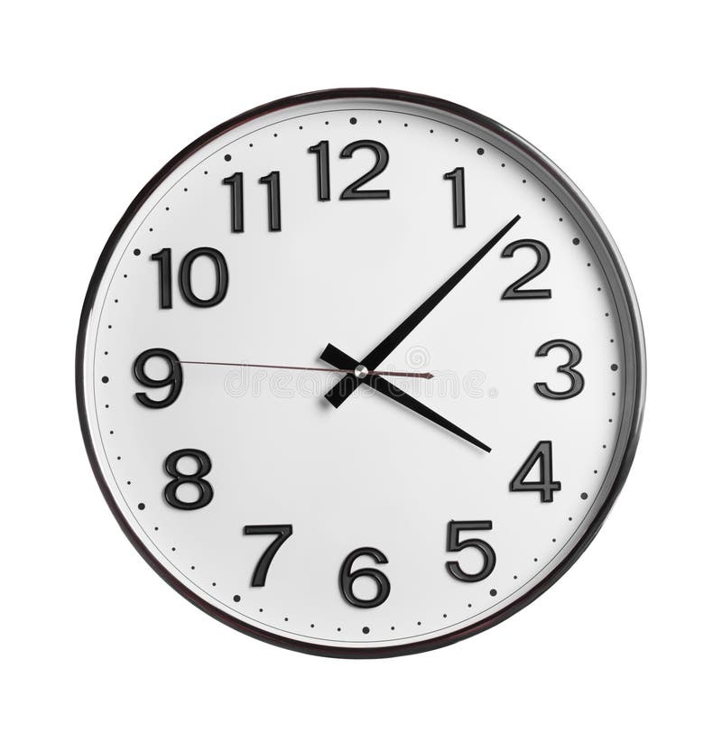 Stylish Round Clock Isolated on White. Interior Element Stock Photo ... Stylish Round Clock Isolated on White. Interior Element Stock Photo ...