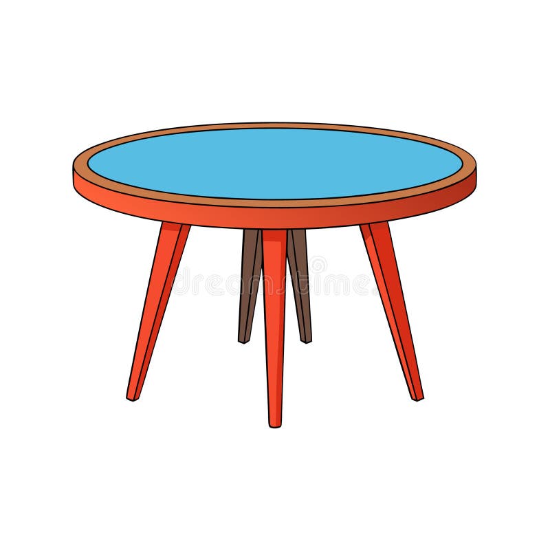 Stylish Round Dining Table for Family Meals Stock Illustration ...