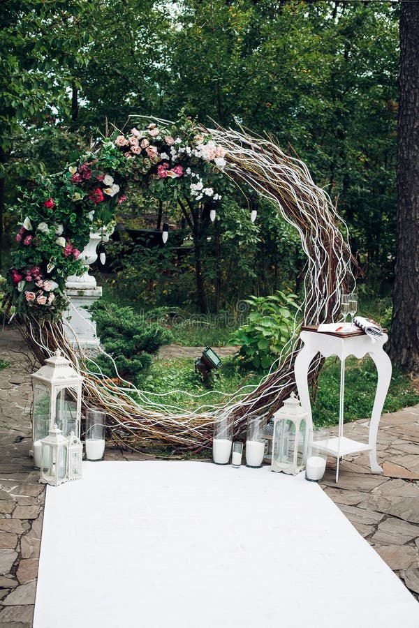 Stylish Round Wedding Arch for Newlyweds in Boho Style. Creative Image ...