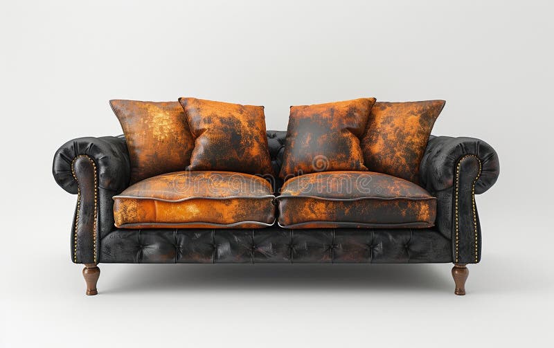 Stylish Rust Throw Pillow on Black Sofa -Generative Ai Stock Image ...