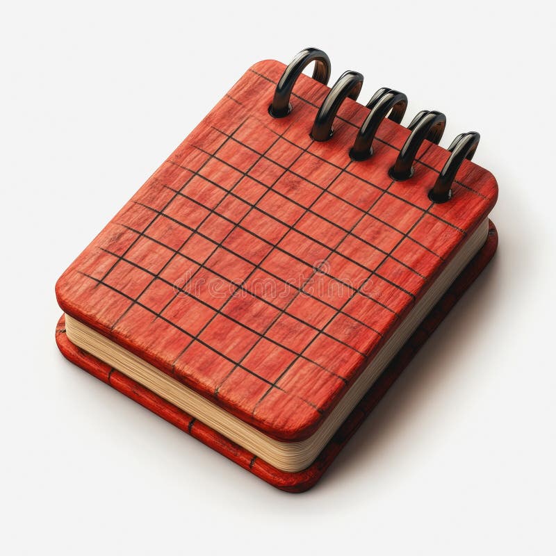 Rustic Red Notepad with Black Spiral Binding on a Clean Background ...
