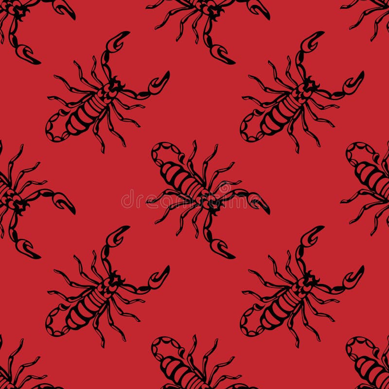A Stylish Scorpion Pattern Set Against a Bold and Striking Red ...