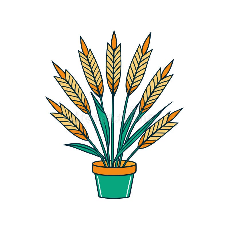 Stylish Sea Oats Houseplant Design Stock Illustration - Illustration of ...