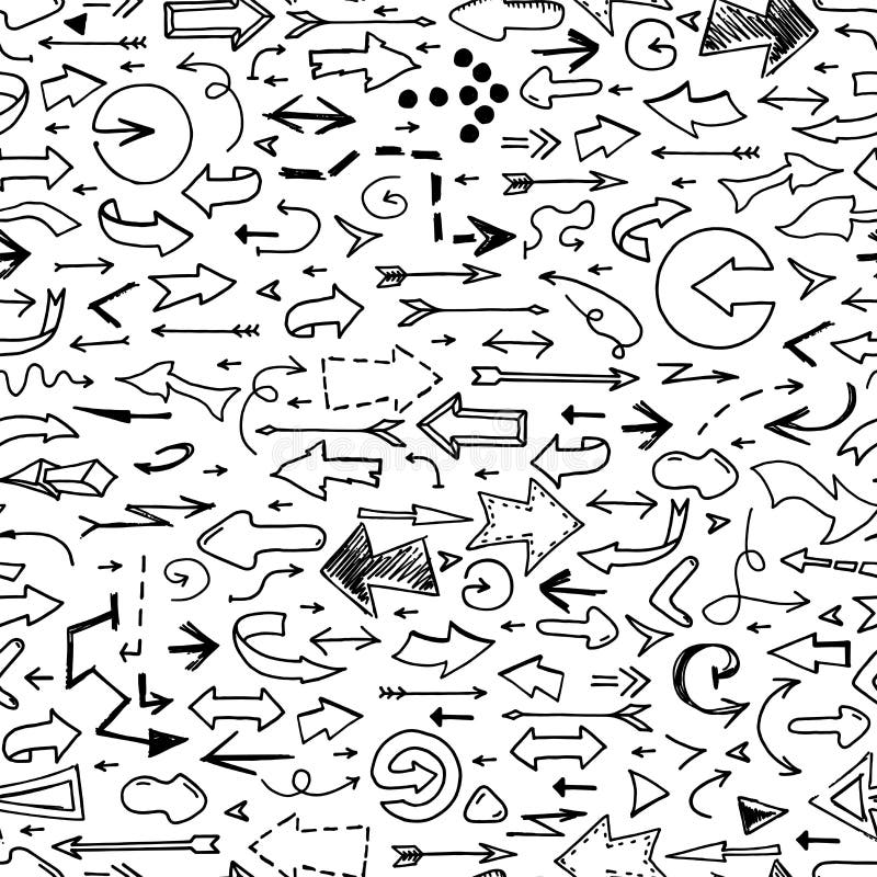 Stylish Seamless Arrow Pattern - Doodle Style, Hand Drawn Design ...