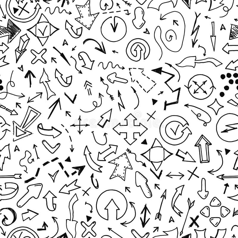 Stylish Seamless Arrow Pattern - Doodle Style, Hand Drawn Design ...