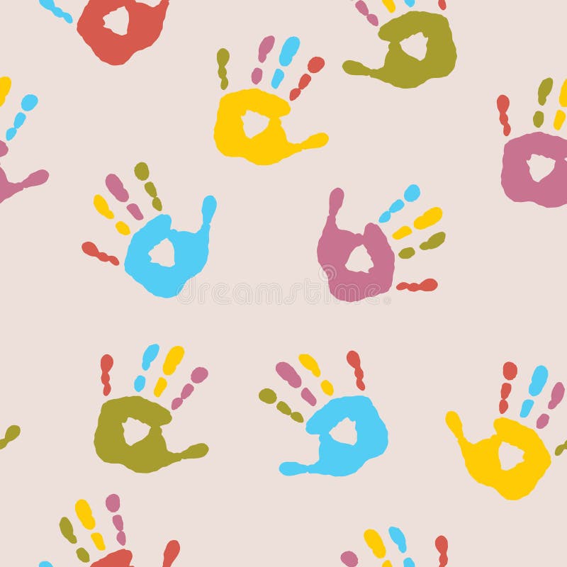 Stylish Seamless Pattern with Colorful Palm Prints Stock Vector ...