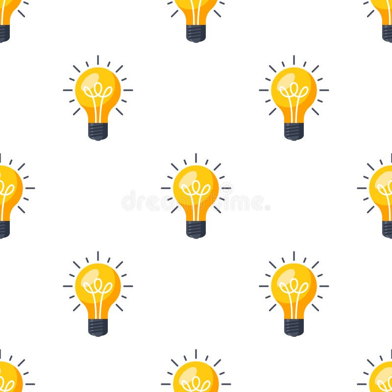 Colored Seamless Pattern with Light Bulb Icons Stock Vector ...