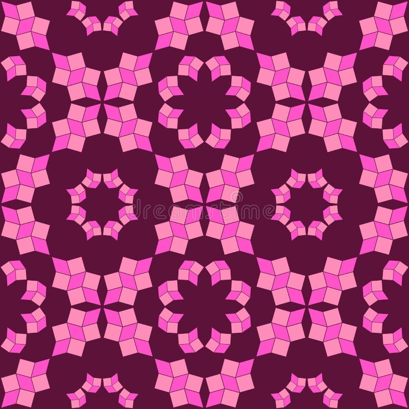 Stylish Seamless Pattern of Pink Shades Geometrical Objects on Purple ...