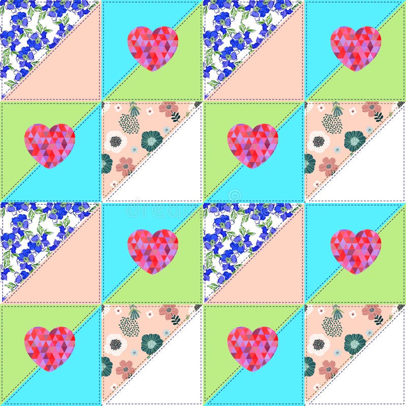 Stylish Seamless Pattern in Style of Patchwork, Vector Illustration ...