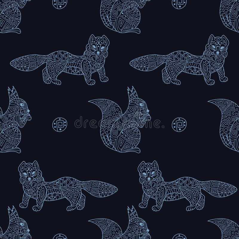Stylish Seamless Texture with Baikal Squirrel and Mustelidae Stock ...