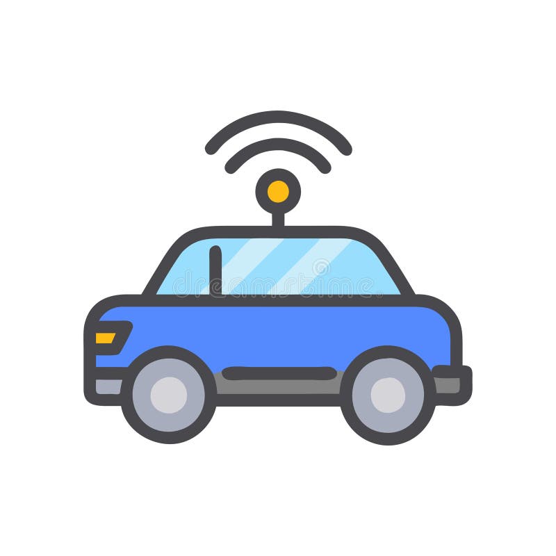 Stylish Self-Driving Car Icon Design Stock Vector - Illustration of ...