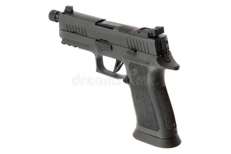 A Stylish Semi-automatic Pistol Designed with a Threaded Barrel, a ...
