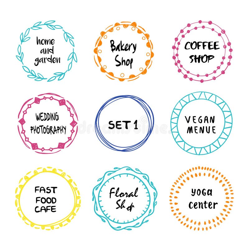 Stylish Set of Multi Colored Round Frames .Vector Frameworks 1. Stock ...