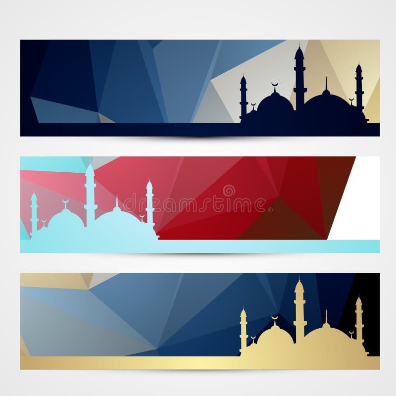 Set of islamic headers stock vector. Illustration of greeting - 32186312