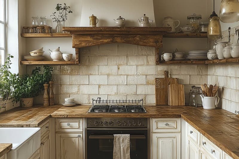 In a Stylish Setup, Kitchen Utensils Like a Cutting Board, Fork, Sink ...
