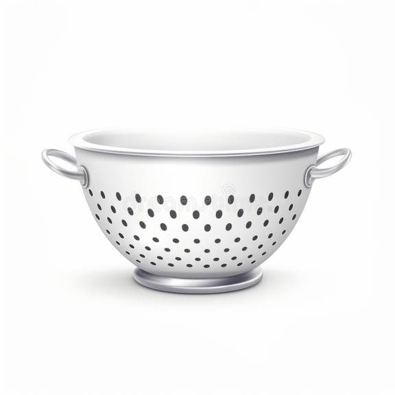 Stylish Silver Colander: Realistic yet Stylized Kitchen Essential Stock ...