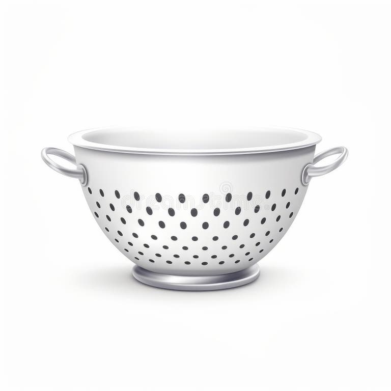 Stylish Silver Colander: Realistic yet Stylized Kitchen Essential Stock ...