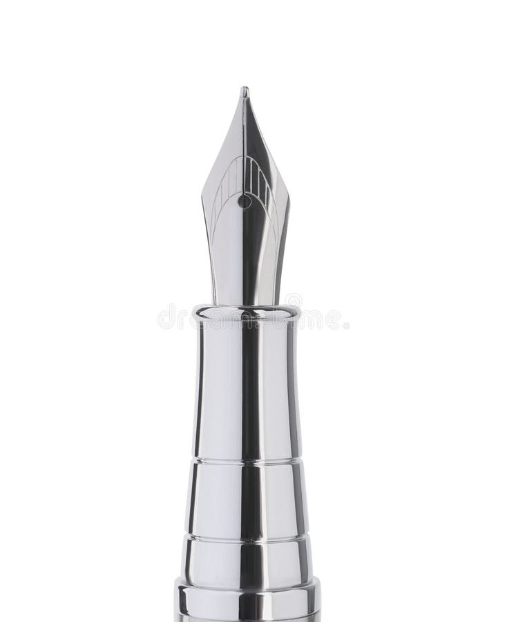 Stylish Silver Fountain Pen Isolated on White Stock Photo - Image of ...