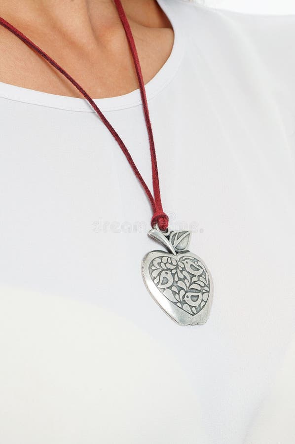 Stylish Silver Necklace on Model Neck. Spring Jewelry Collection Stock ...