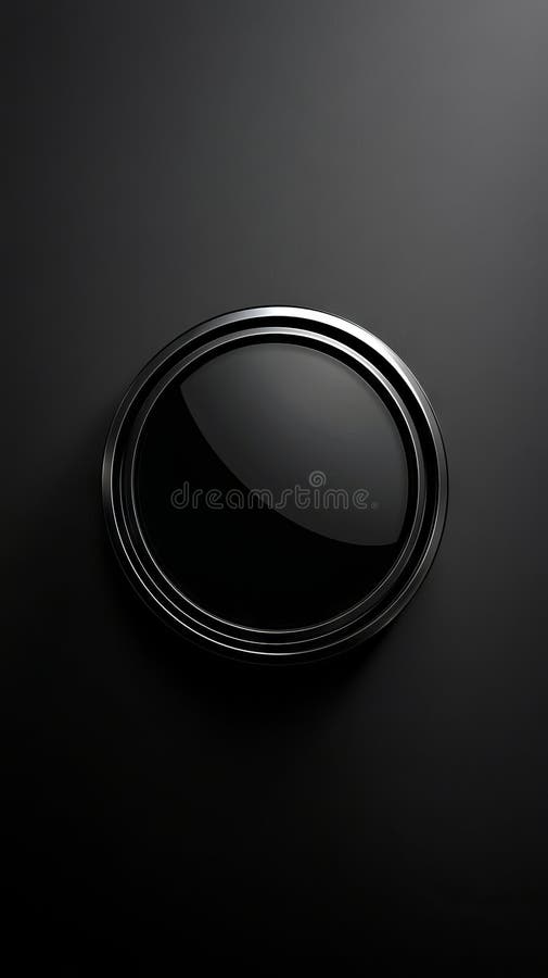 Stylish Silver Round Button with a Black Background. an Expression of ...