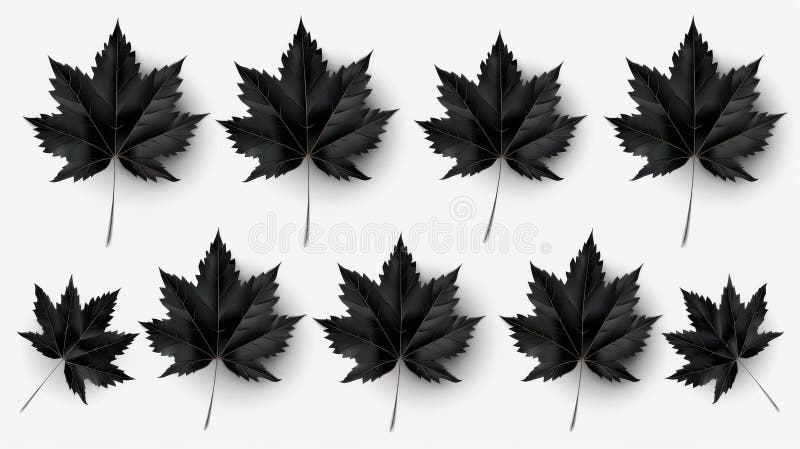 Stylish and Simple Maple Leaf Icons Set in Black, Perfect for Various ...
