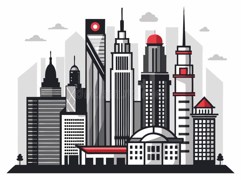 Stylish Skyline of a Modern Metropolis. Stock Vector - Illustration of ...