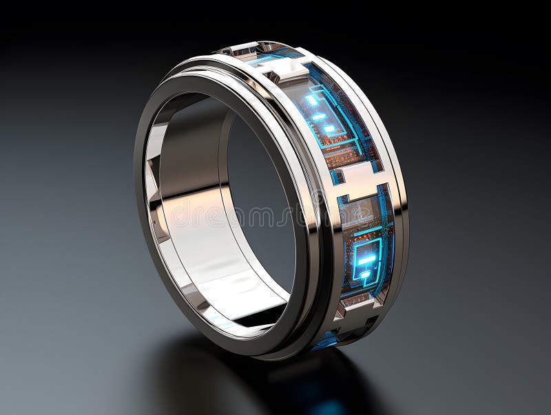 A Stylish Smart Ring Equipped with an Electronic Circuit Stock ...