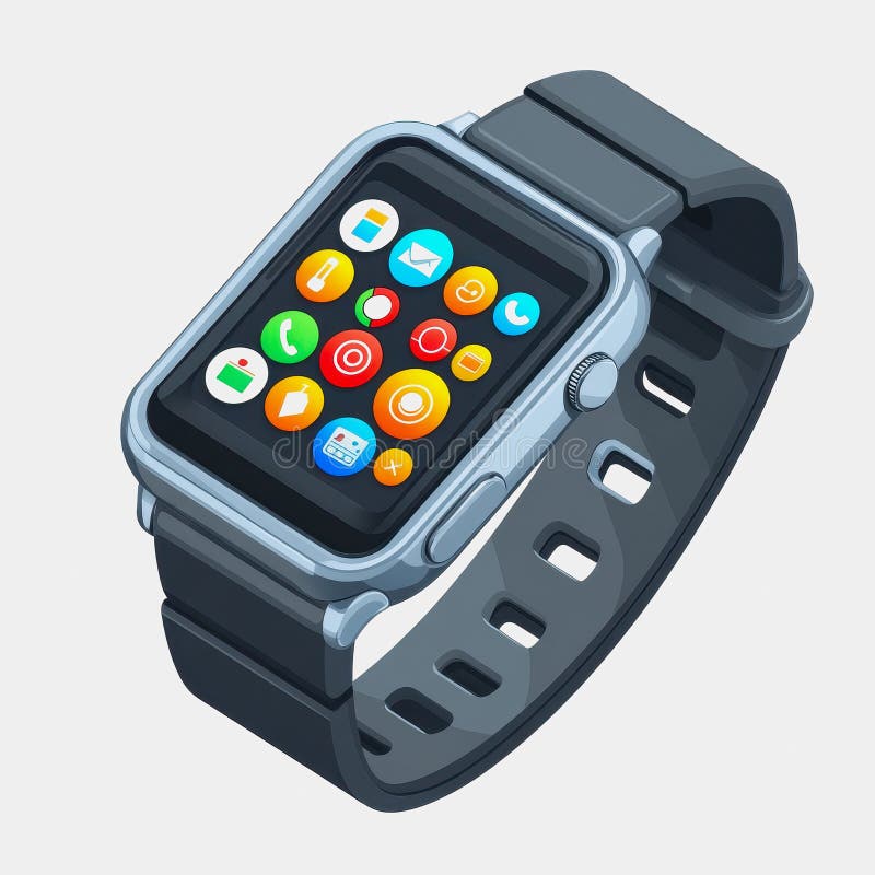Stylish Smartwatch with Colorful App Icons Displaying on Modern Screen ...