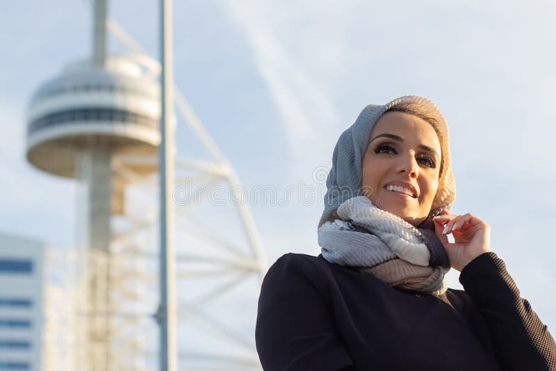 Stylish Smiling Arabic Woman during Walk Stock Photo - Image of fashion ... Stylish Smiling Arabic Woman during Walk Stock Photo - Image of fashion ...