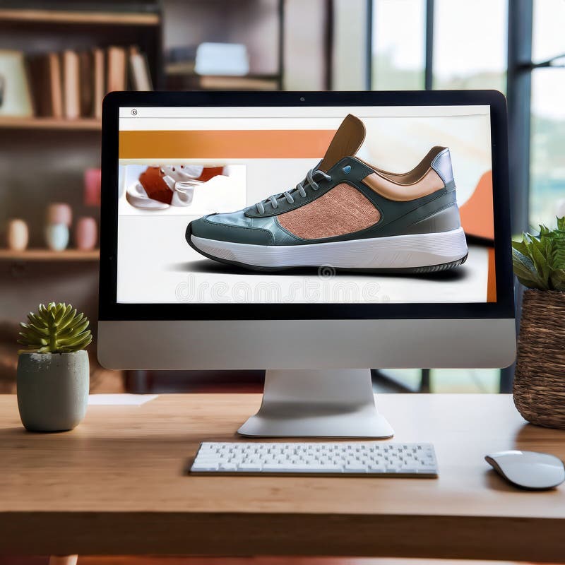 Stylish Sneaker Online Advertisement Displayed on a Computer Screen in ...