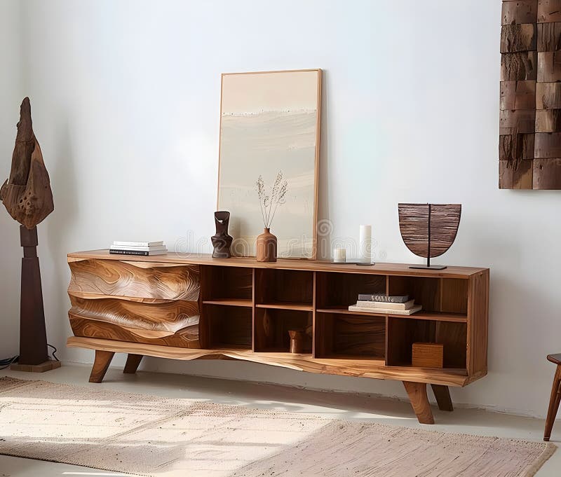 Stylish Solid Wood Sideboard in Modern Interior Design Generative AI ...