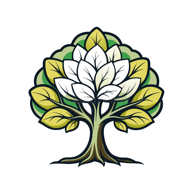 Stylish Southern Magnolia Tree Design Stock Illustration - Illustration ...