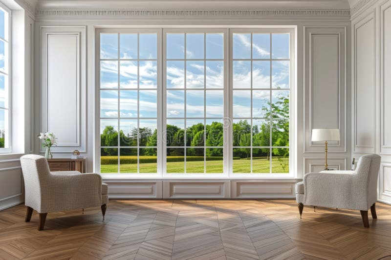 A Bright and Airy Room with Large Windows. Soft Light Pours in ...