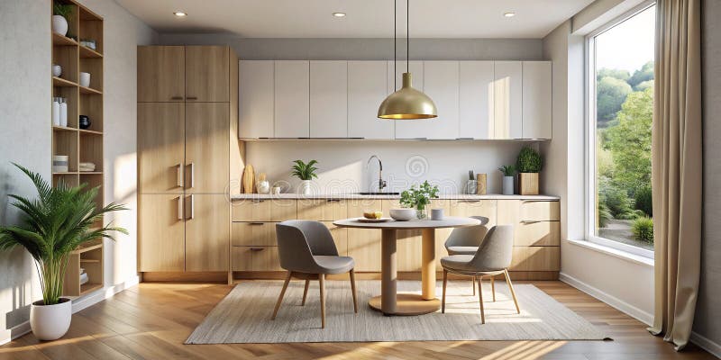 Stylish and SpaceSaving Kitchenette Module with Integrated Dining Table ...