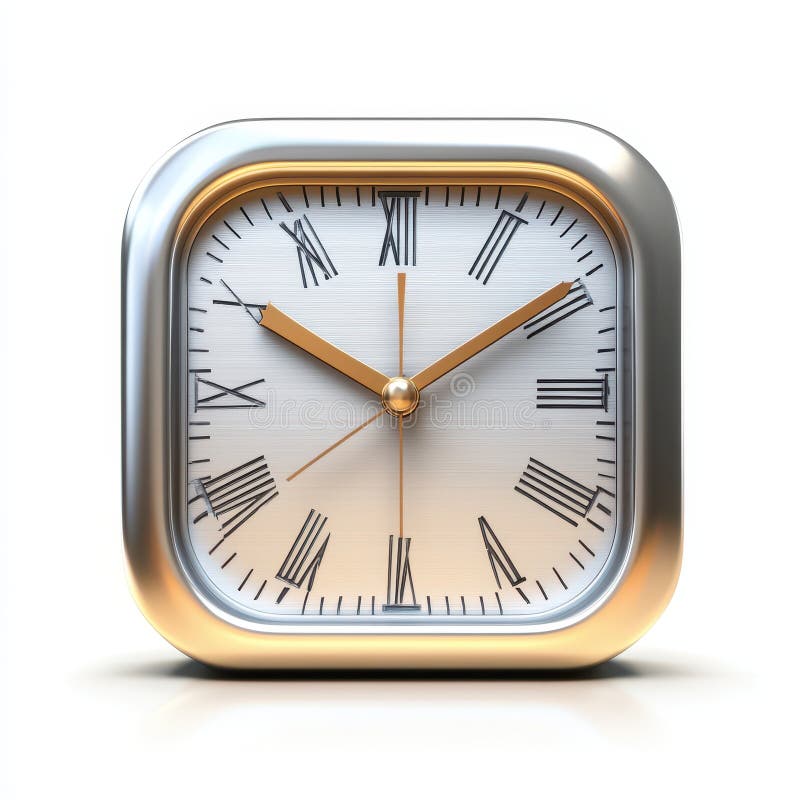 A Stylish Square Clock with Roman Numerals and a Metallic Frame ...