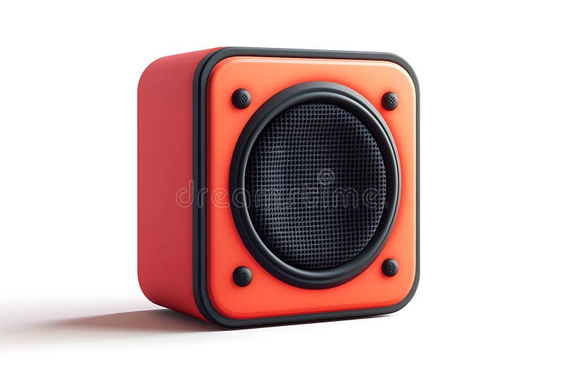 Stylish Square Speaker, Red Frame, Black Grill, Detailed Texture ...