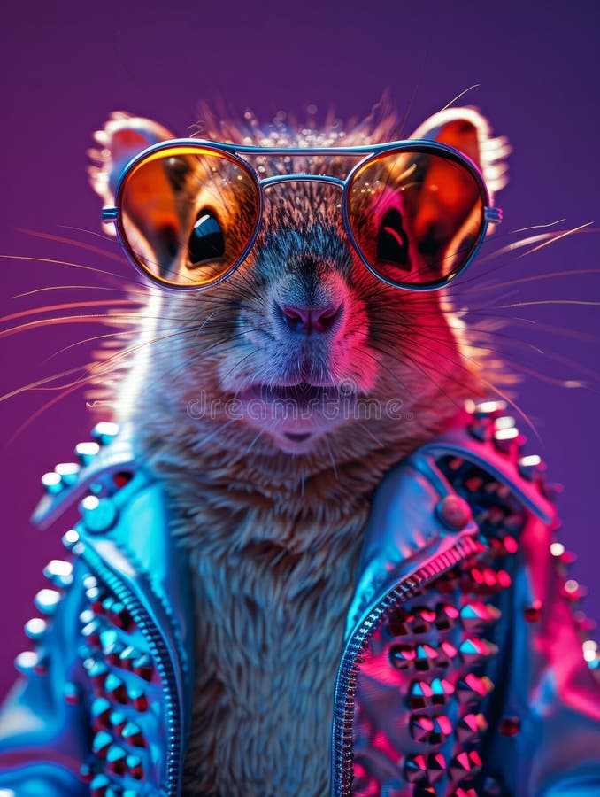 Stylish Squirrel Wearing Sunglasses Leather Jacket Stock Photos - Free ...