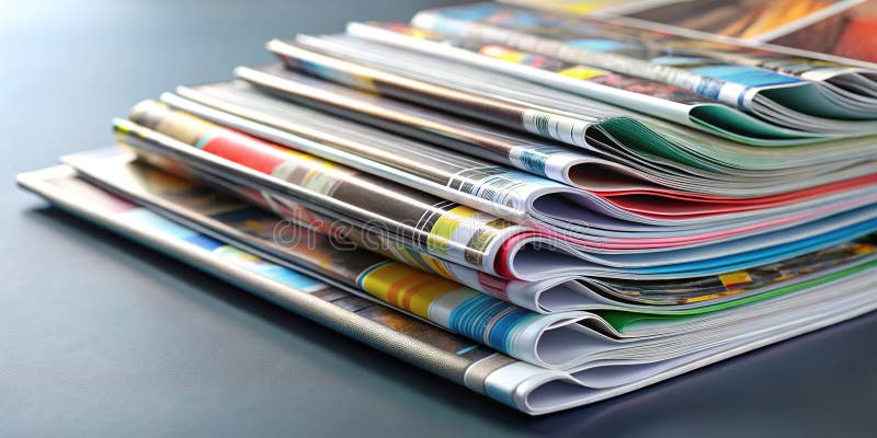 Stylish Stack of Magazines a Broadside View Mockup for Design ...