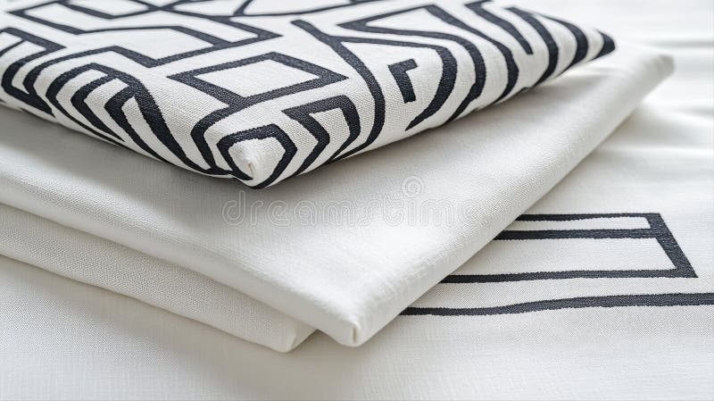 Stylish Stack of Pillows Featuring Monochrome Geometric Patterns on ...