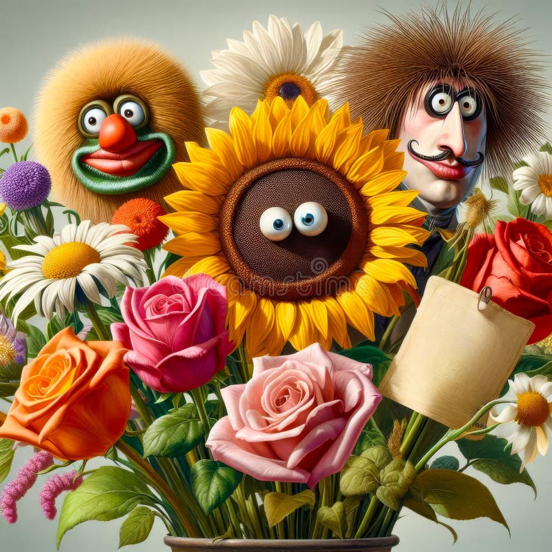 Stylish Still Life with Flowers - Monsters. Stock Image - Image of ...