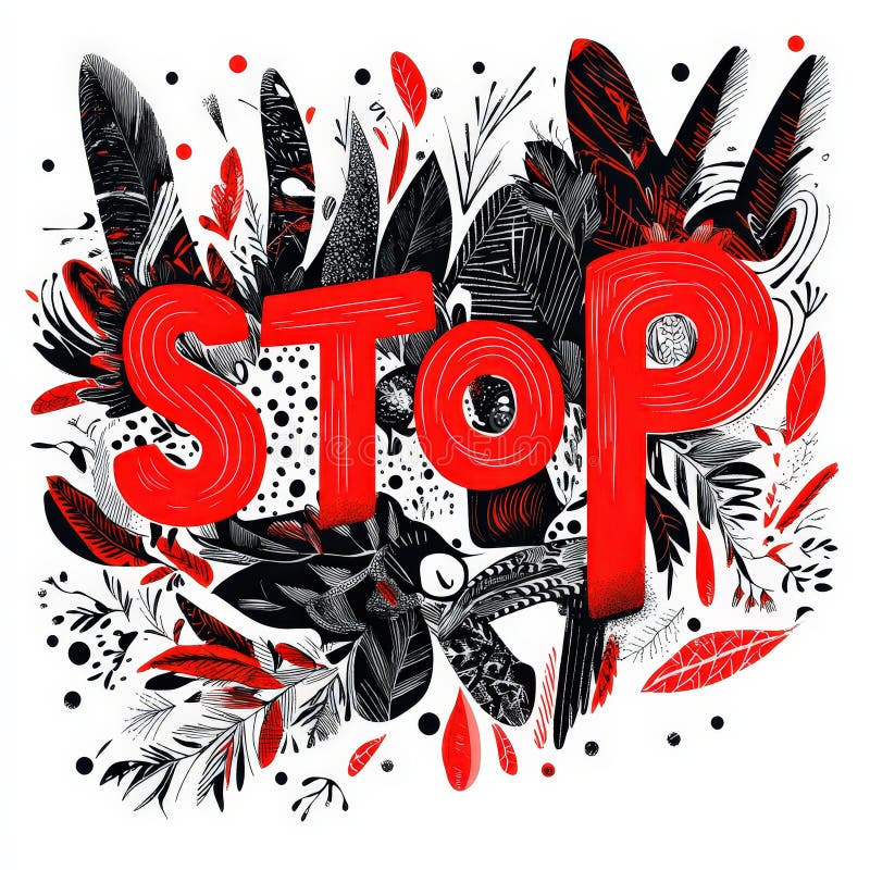 Modern STOP Design with Clean Lines and Red-Black Colors Stock ...