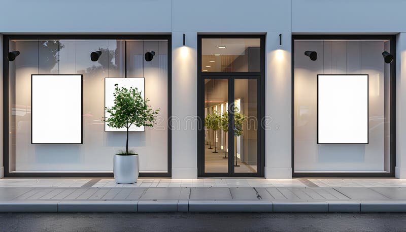 Stylish Store Facade with Blank Sign Outdoors. Advertising Board Design ...