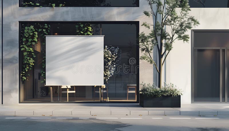 Stylish Store Facade with Blank Sign Outdoors. Advertising Board Design ...