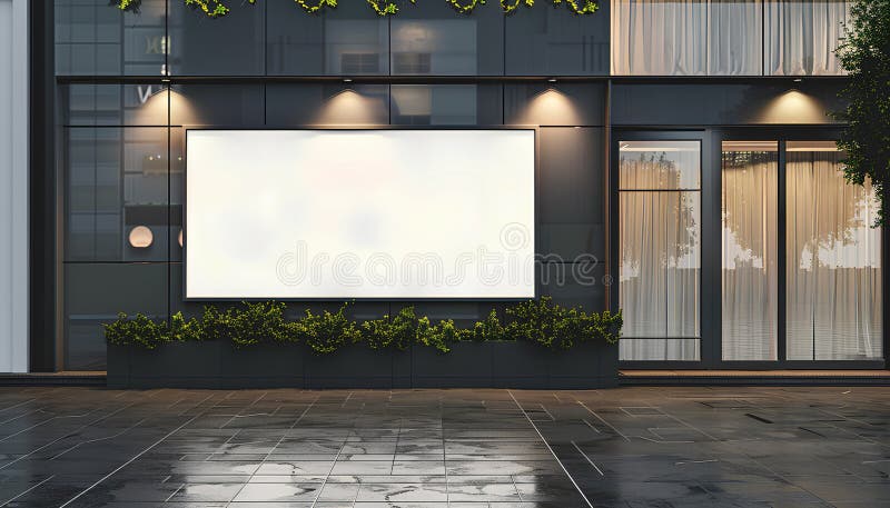 Stylish Store Facade with Blank Sign Outdoors. Advertising Board Design ...