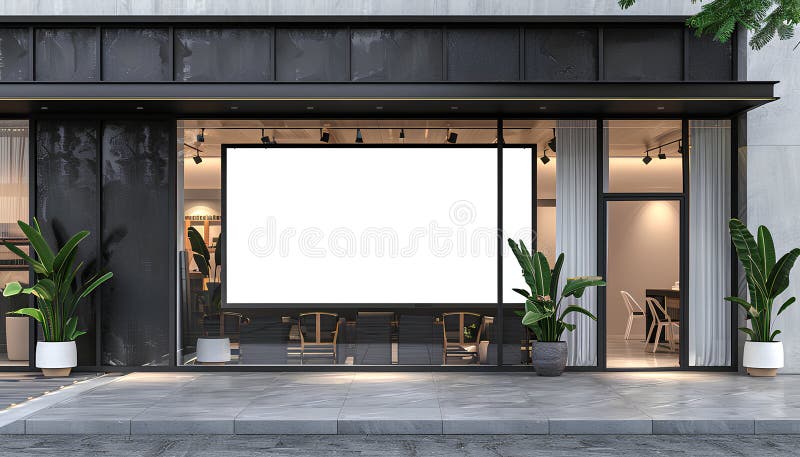 Stylish Store Facade with Blank Sign Outdoors. Advertising Board Design ...