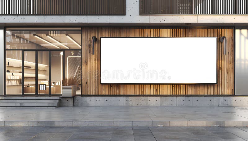 Stylish Store Facade with Blank Sign Outdoors. Advertising Board Design ...