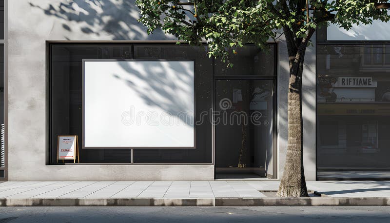 Stylish Store Facade with Blank Sign Outdoors. Advertising Board Design ...